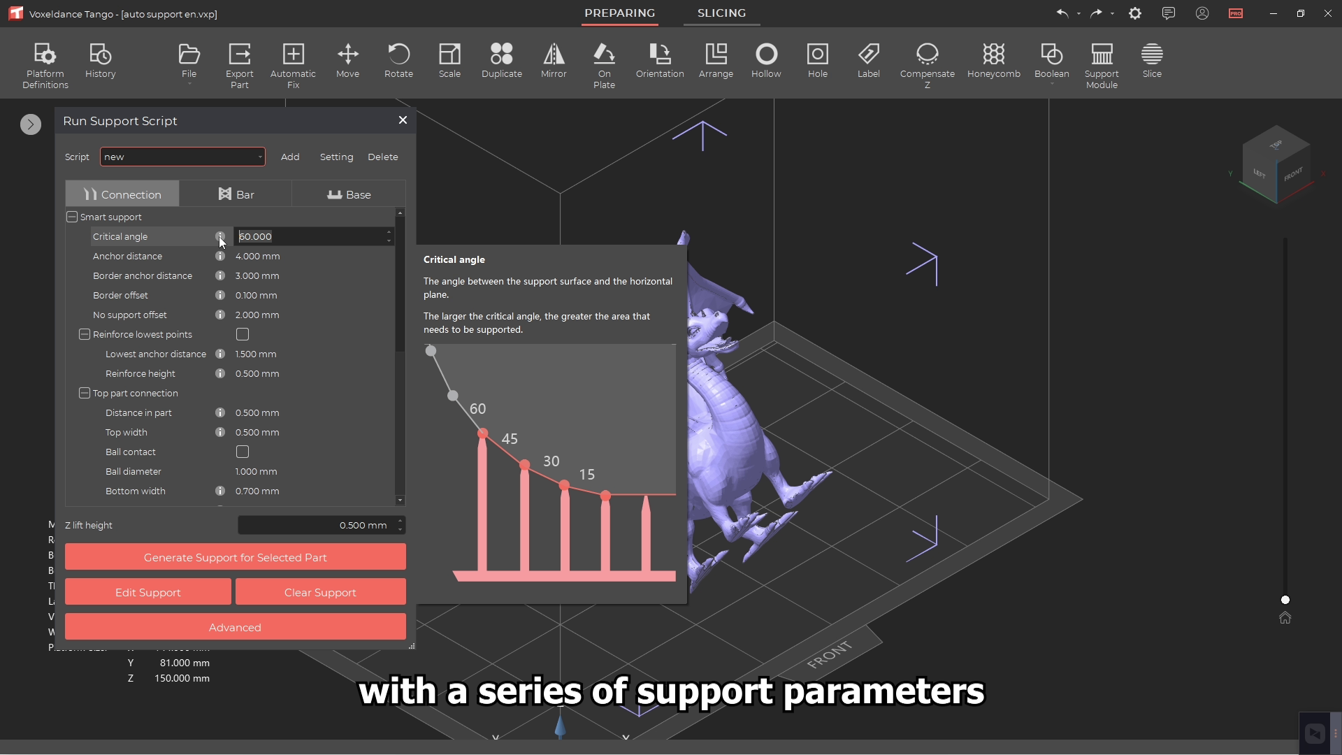 Tango slicer automatic support generation Part 1: How to use scripts-voxeldance